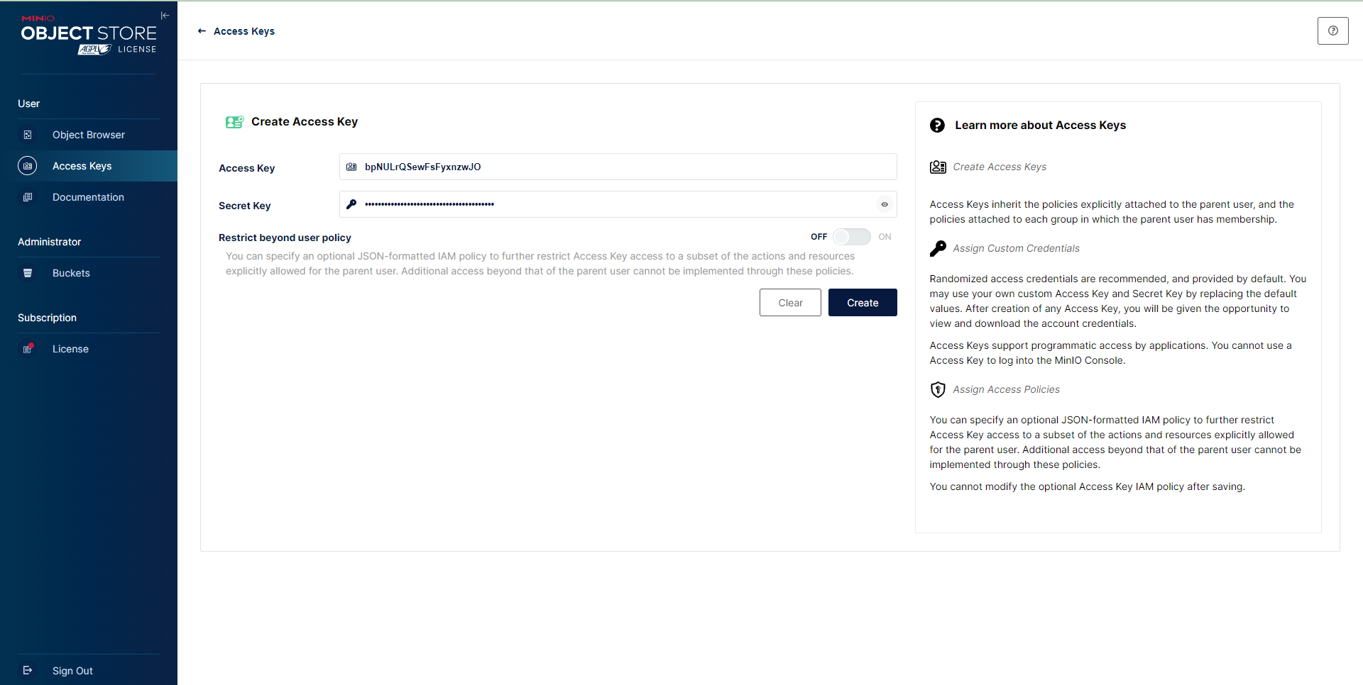 Hướng dẫn tạo thông tin ACCESS_KEY SECRET_KEY S3 InterData 2025